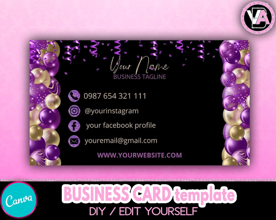 Balloons Business Card Events Business Card Event Planner - Etsy