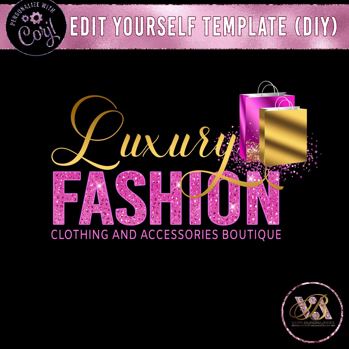 DIY Boutique Logo Fashion Logo Shopping Bags Logo Edit | Etsy