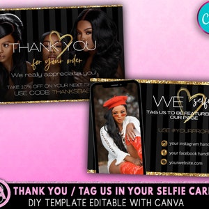Hair Thank You Card, Tag Us in Your Selfie, Bundles Thank You Card ...