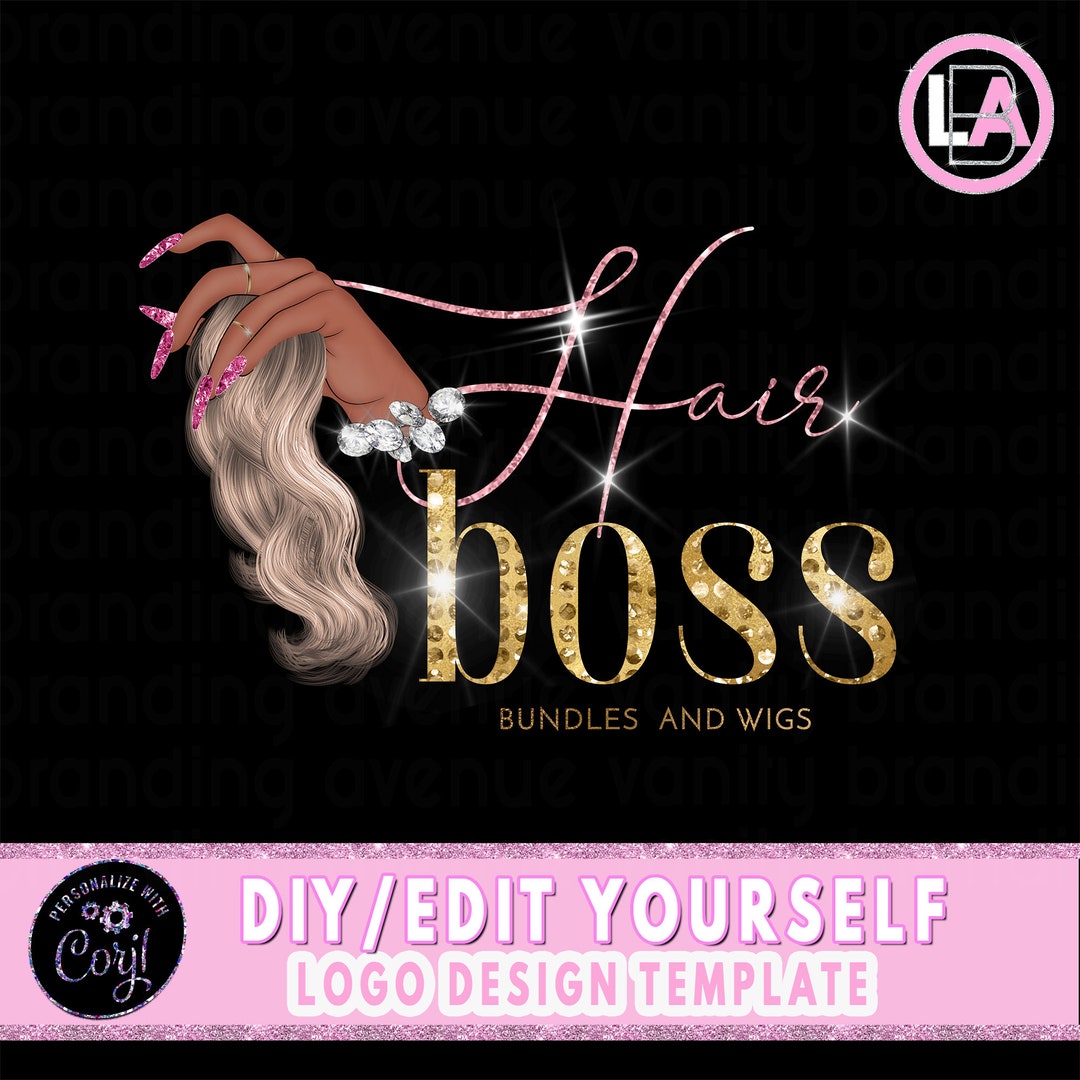 Hair Extensions Logo, Hair Bundles Logo, Hair Logo, Wigs Logo, Logo for ...