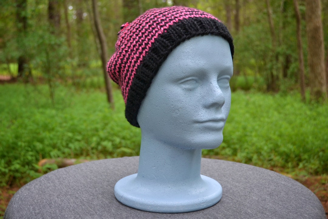 In Your Area Black/pink Stripey Cap - Etsy