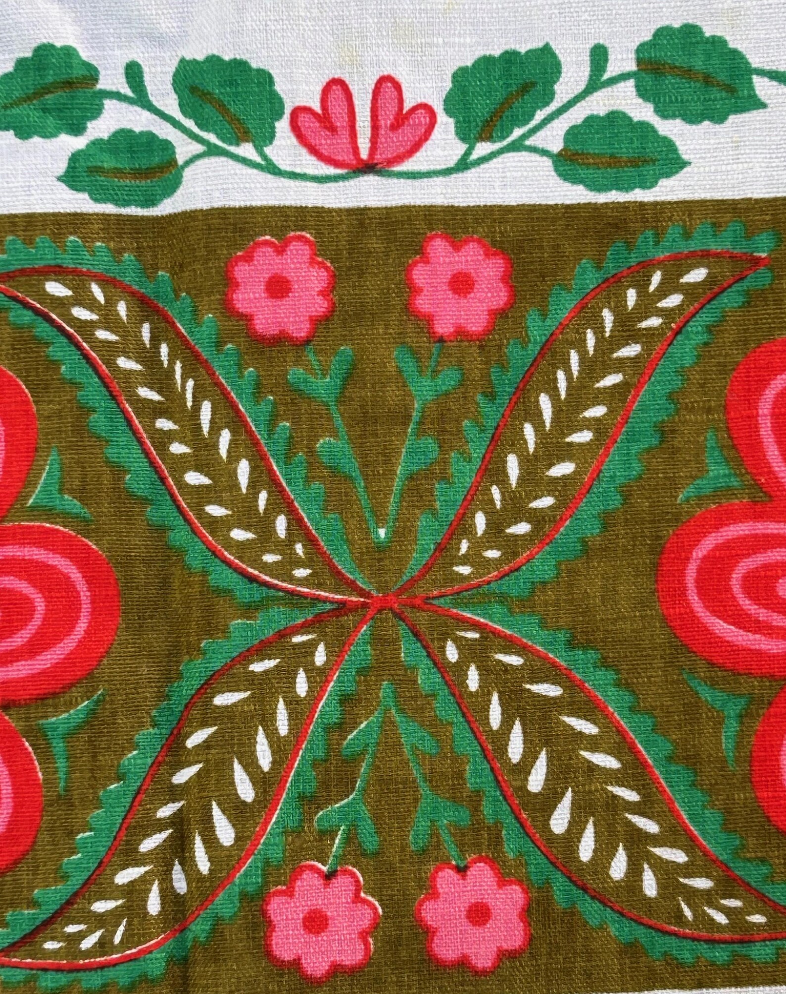Vibrant Vintage Block Print Bright Floral Linen Spring Tablecloth - Etsy