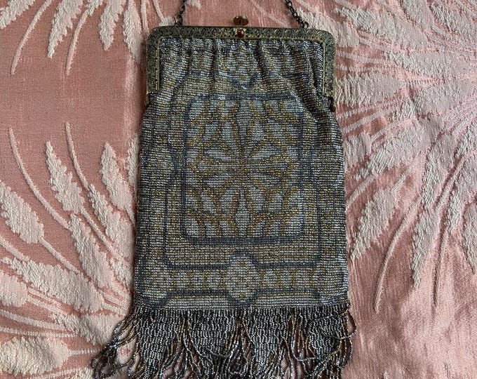 Art Deco Beaded Purse Made in France Vintage Flapper Bag With Fringe - Etsy