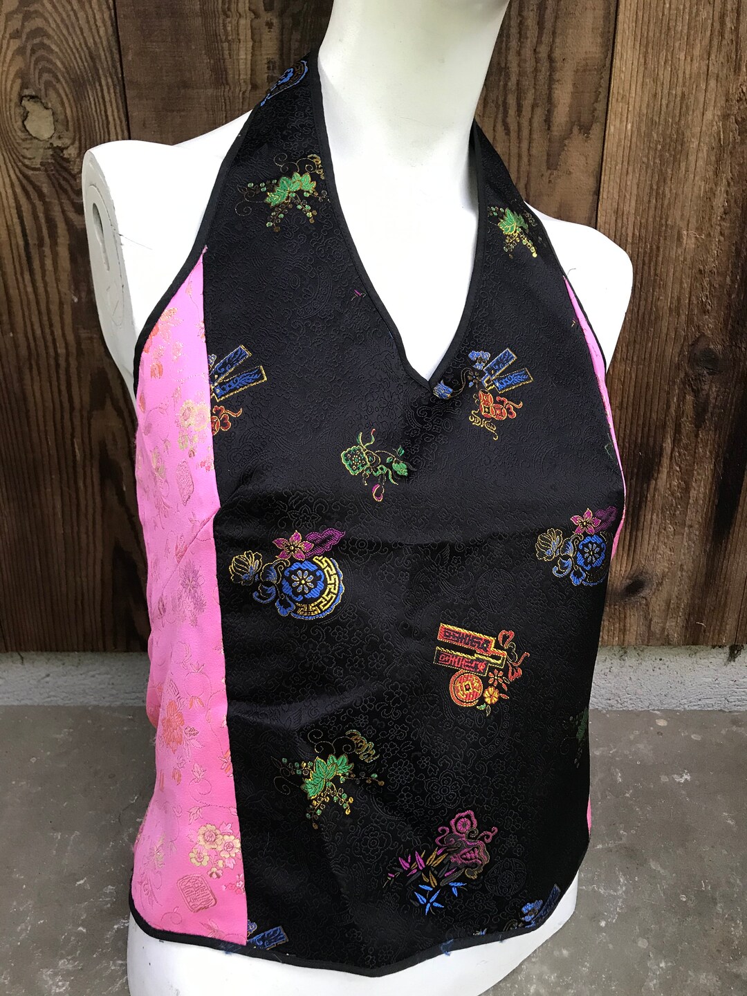 Handmade Silk Corset Style Lace Patchwork Asian Halter Top Size Small ...