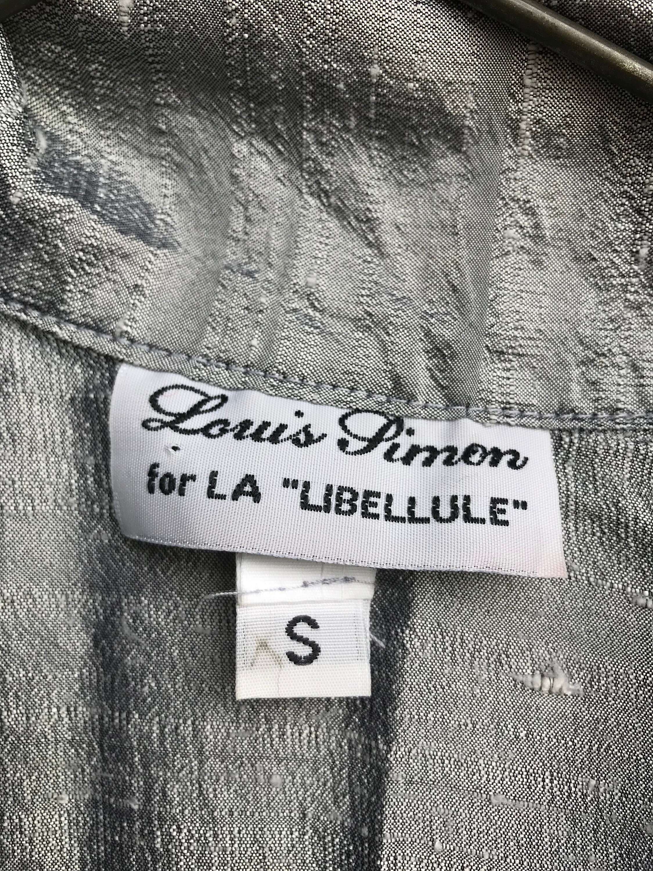 Louis Simon Raw Silk Gray With Black Trim Bed Jacket Top for La ...