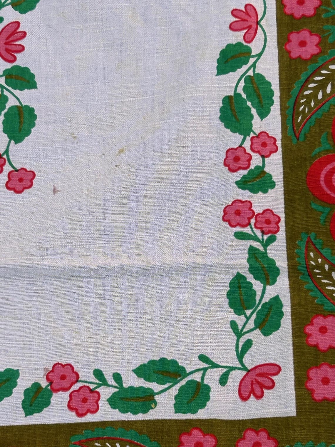 Vibrant Vintage Block Print Bright Floral Linen Spring Tablecloth - Etsy