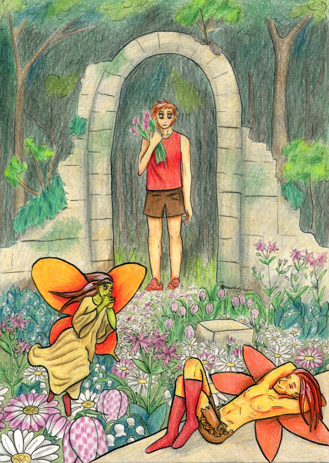 Original A4 Fantasy Art, Fairytale Aesthetic Drawing, Anime Style ...