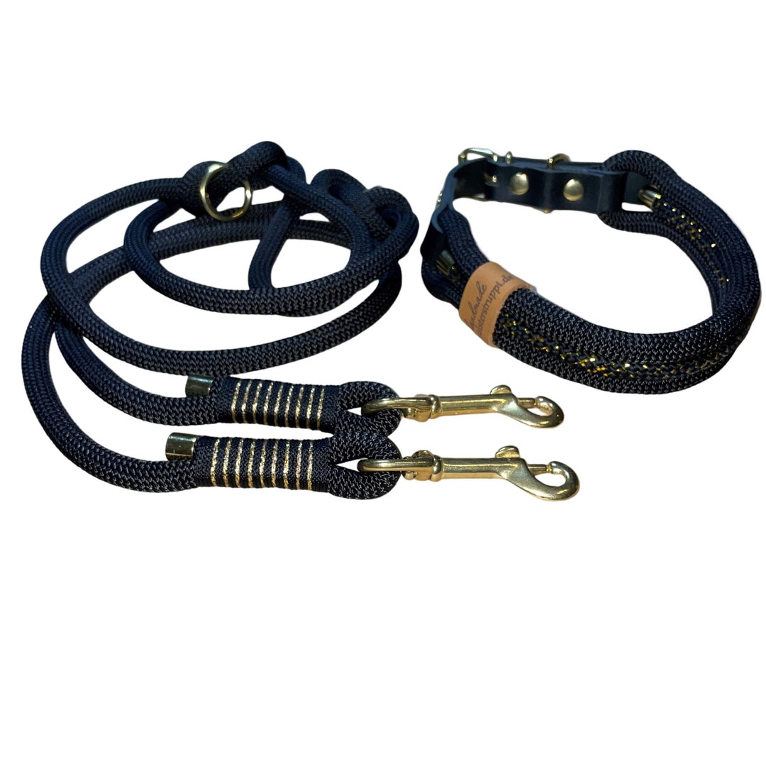 Gold, Glitter, Noble Leash Collar Set, Rope 10 Mm, Adjustable, Black ...