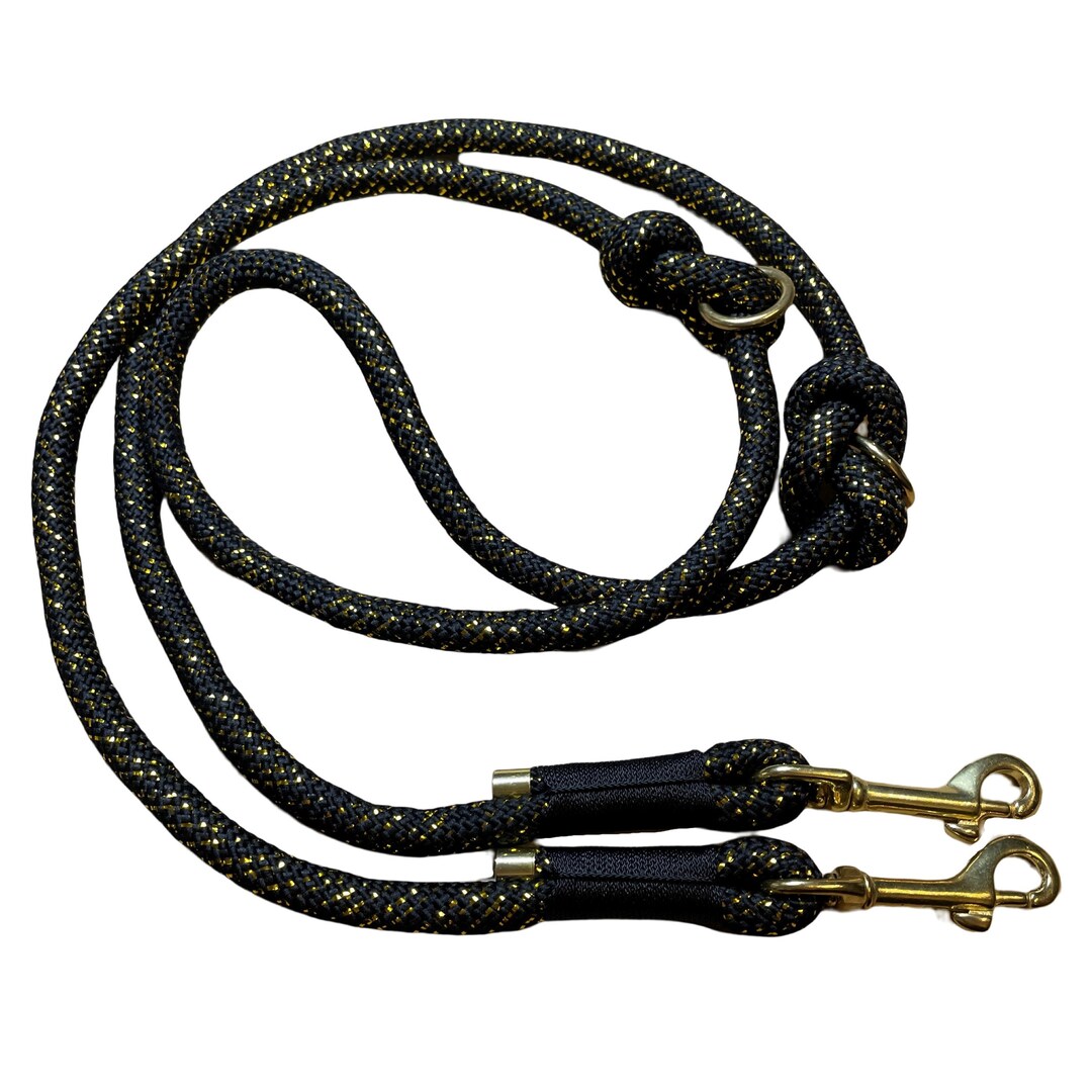 Noble Dog Leash Adjustable, Rope Leash, Black, Gold, Approx. 200 Cm ...