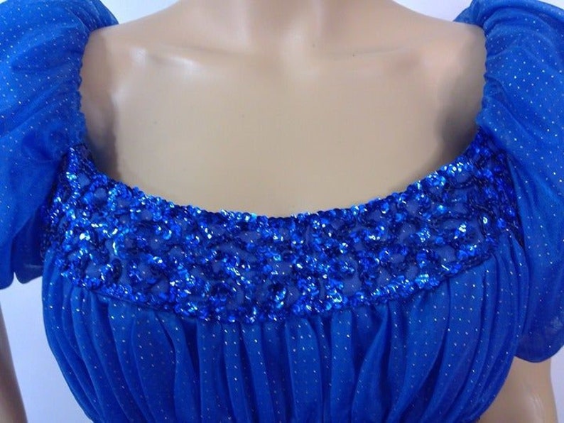 80s Vintage PROM Mike Benet Formals Blue Sparkle Metallic Gown Sequins ...