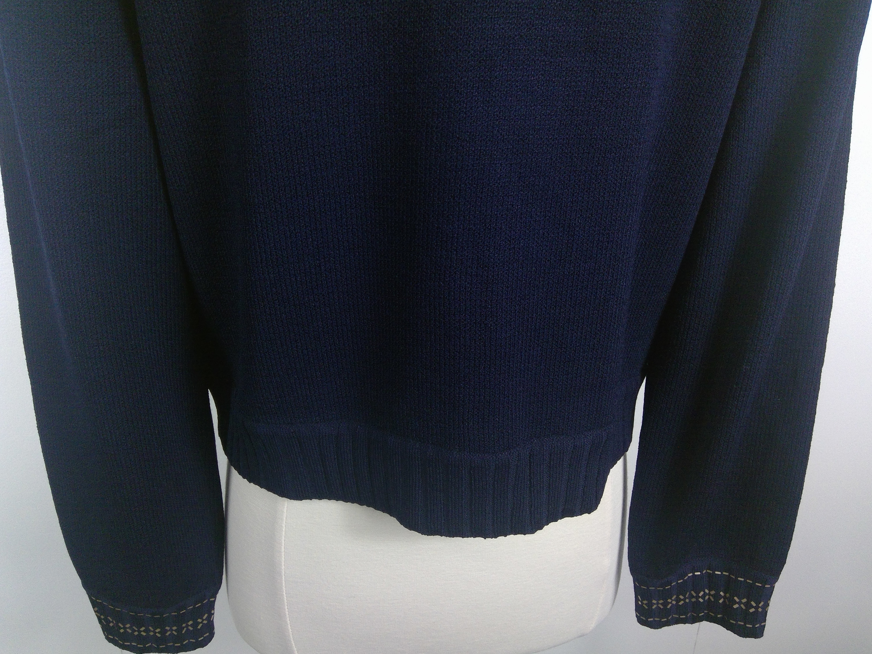 80s Vintage St. John Collection by Marie Gray Santana Knit Dark Navy Blue & Gold Embellished ...