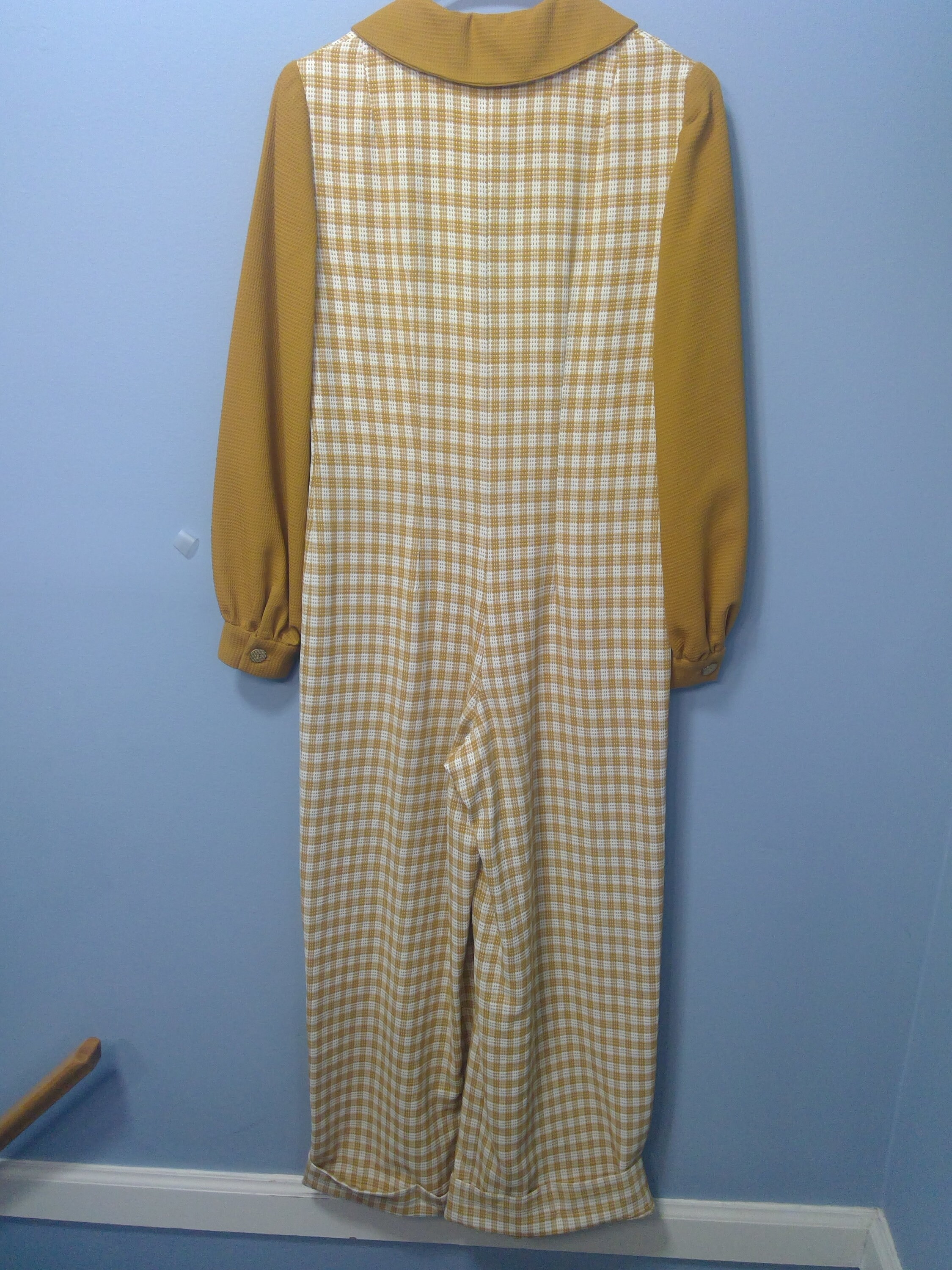1960's Vintage Harvest Gold Yellow, Mustard & Cream Check Wide Leg ...