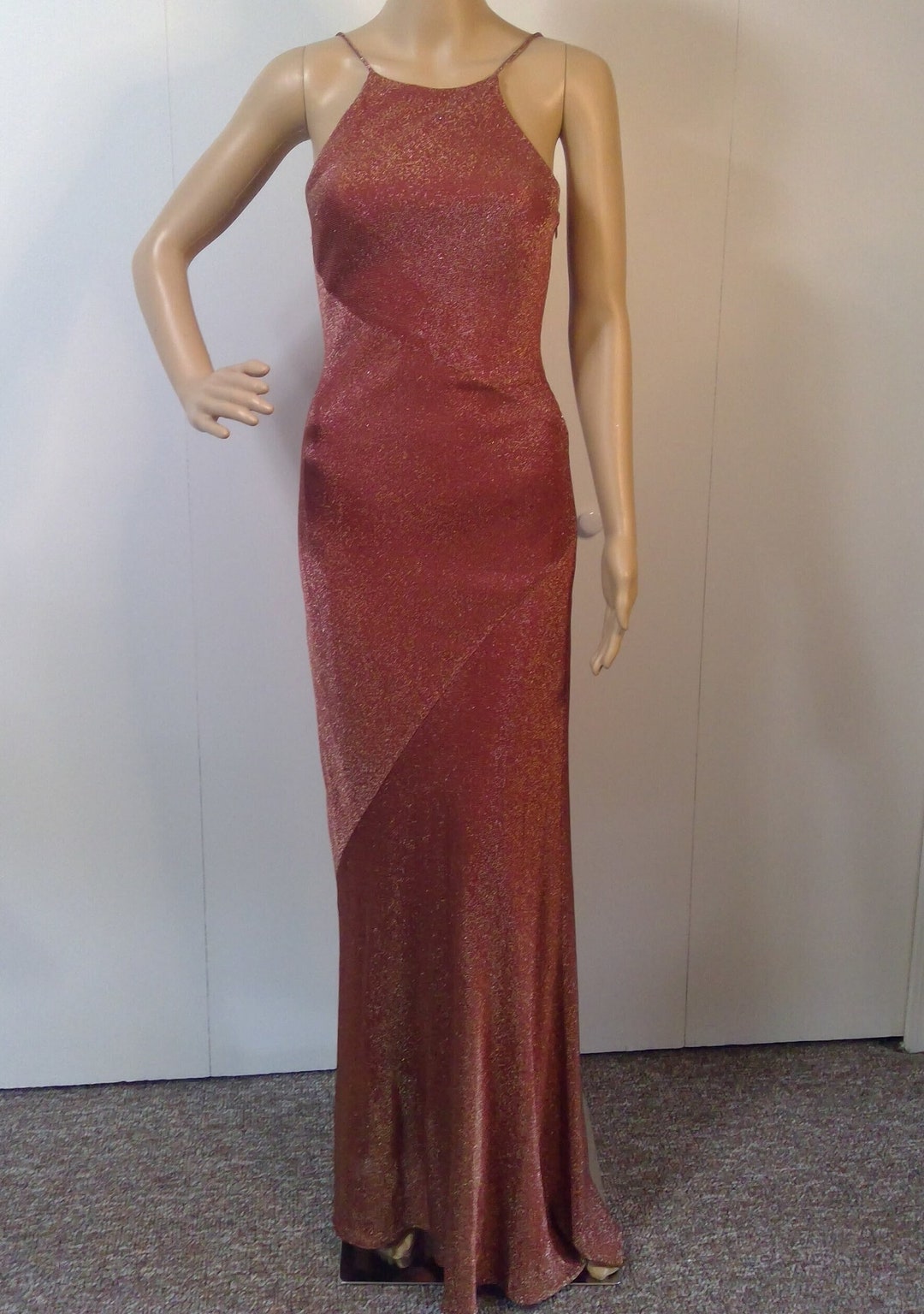 90s Vintage PROM Delaru by Sheila Yen Cooper Corset Tie Back Strappy ...