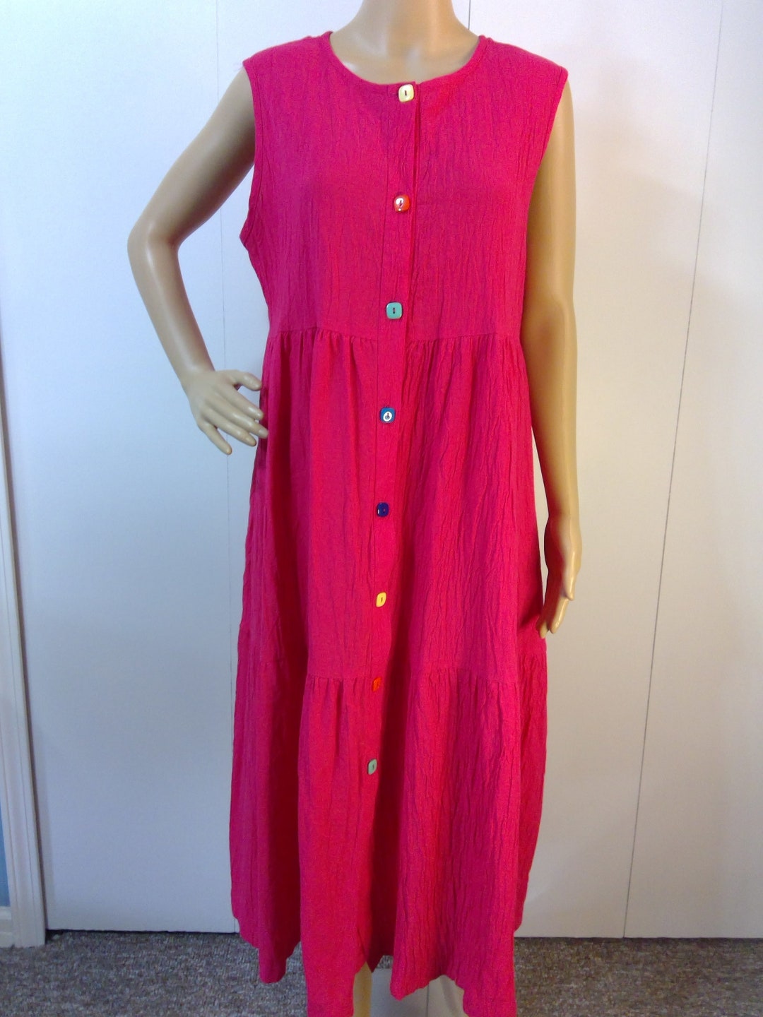 Vintage Amy Jess Pink Cotton Lounger Patio Maxi Dress NOS Novelty ...
