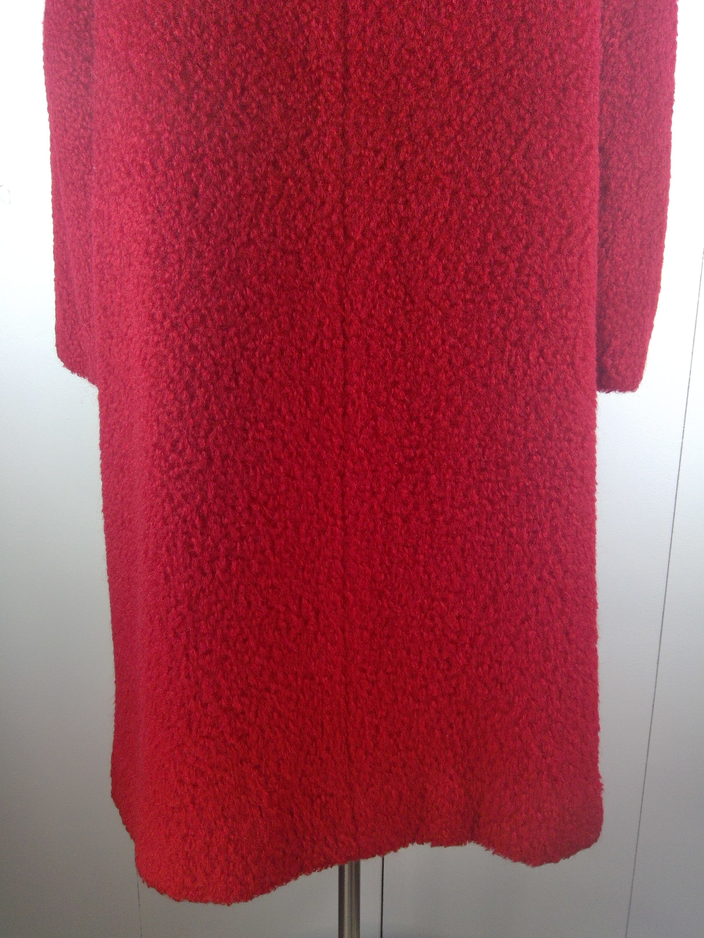 50s Vintage Lipstick Red Wool Knee Length Curly Boucle Coat 3 Big Red Buttons Size L 1X - Etsy