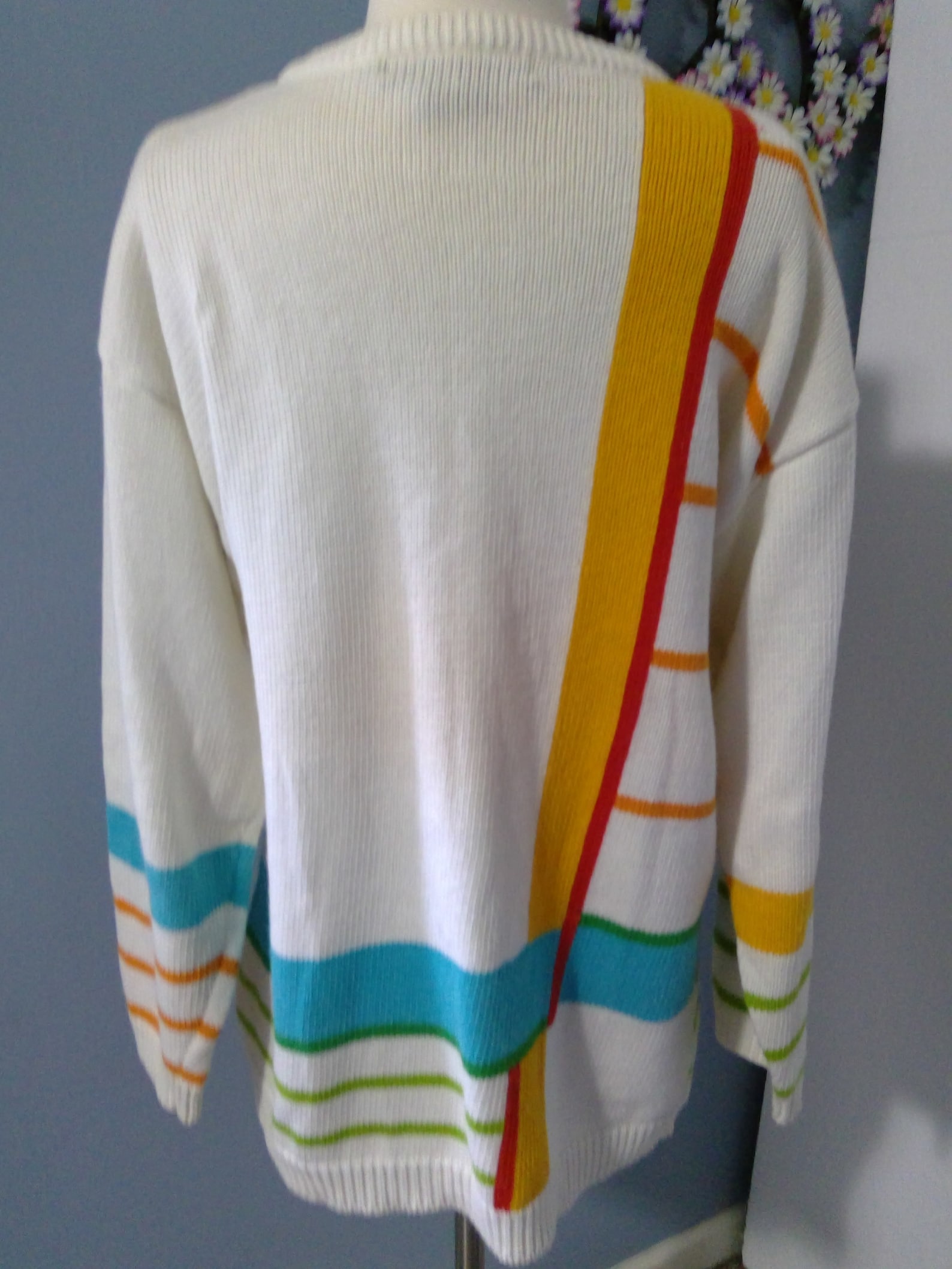 90's Vintage Oversize IB Diffusion Sport Oversize Knit Sweater Colorful ...