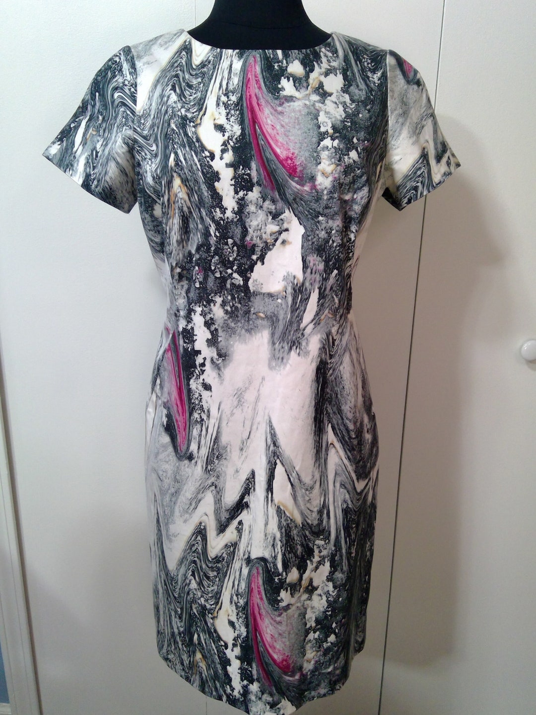Beautiful Rachel Roy Black, White & Pink Marble Print Dress Size 8 - Etsy