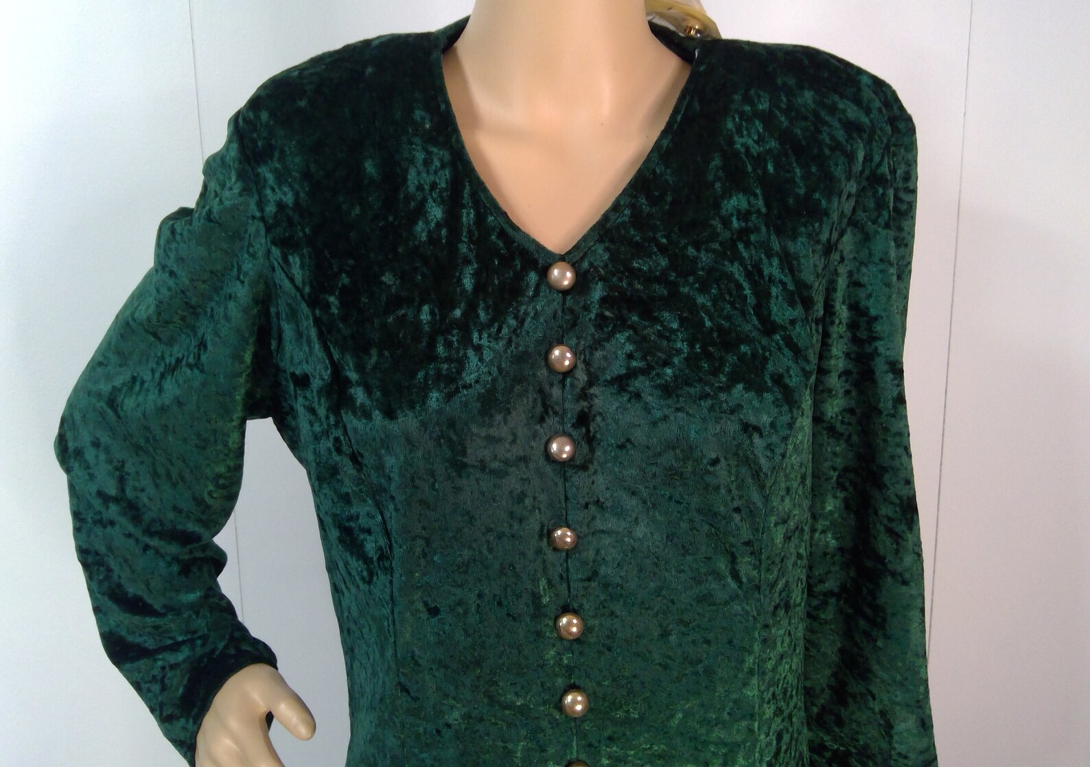 1980's NWT Goth Grunge Wednesday Adams Style Emerald Green Crushed ...