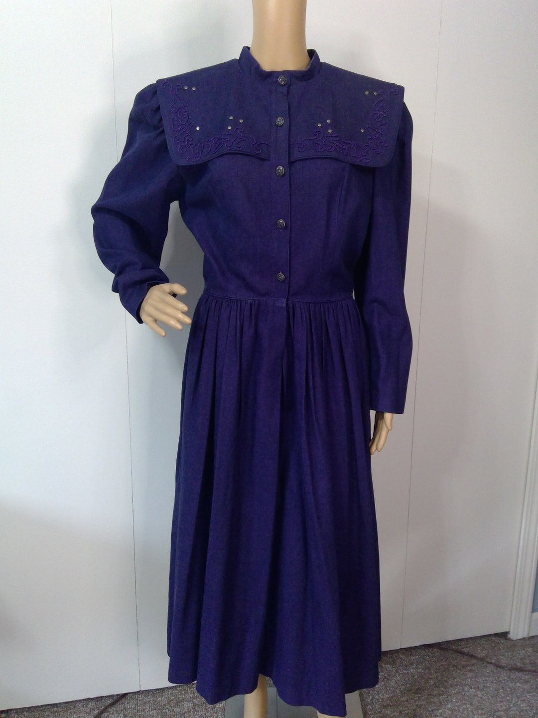80s Vintage Western Style Dark Denim Dress From Just Like That USA Made ...