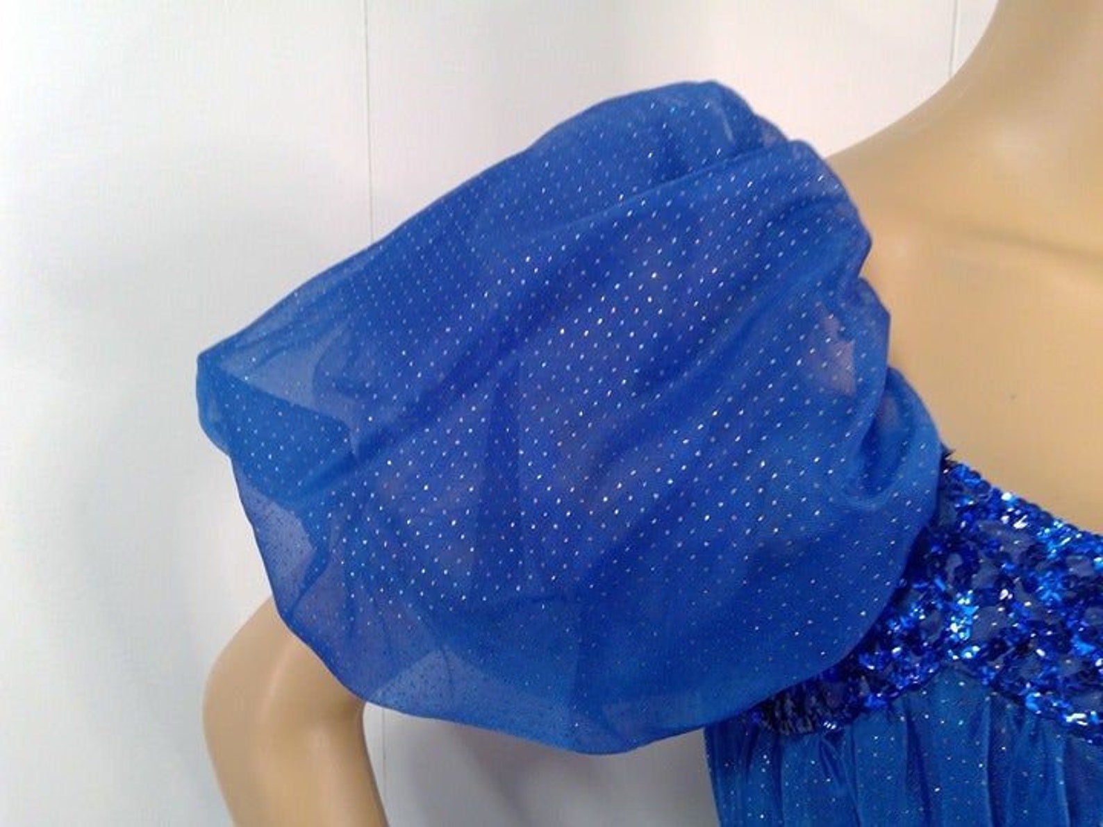 80s Vintage PROM Mike Benet Formals Blue Sparkle Metallic Gown Sequins ...
