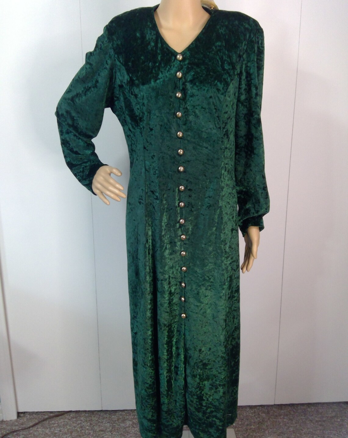 1980's NWT Goth Grunge Wednesday Adams Style Emerald Green Crushed ...