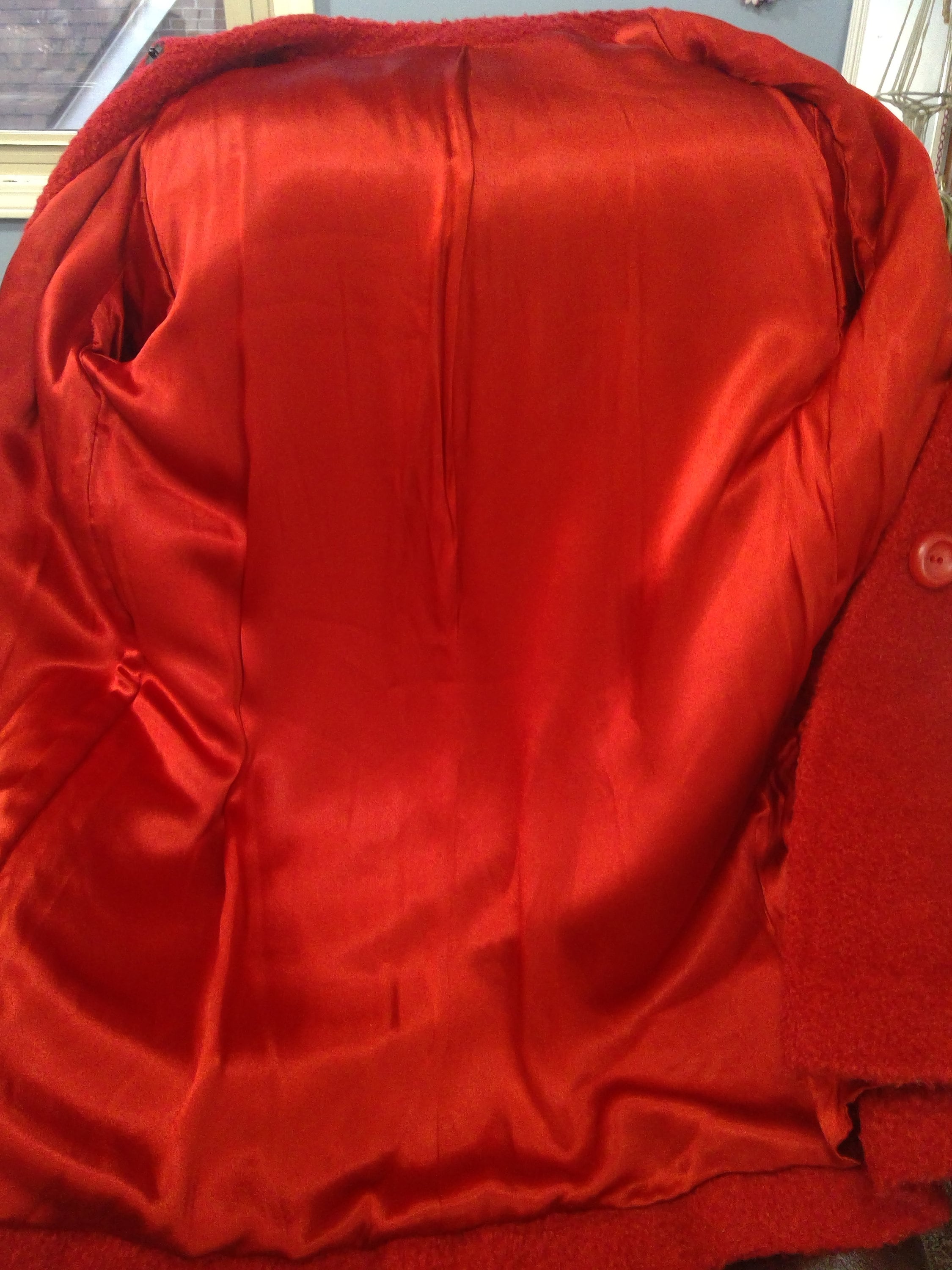 50s Vintage Lipstick Red Wool Knee Length Curly Boucle Coat 3 Big Red Buttons Size L 1X - Etsy