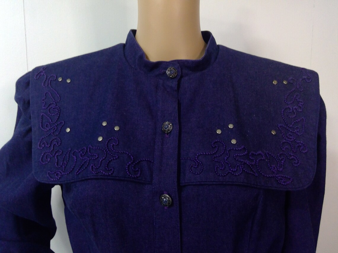 80s Vintage Western Style Dark Denim Dress From Just Like That USA Made ...