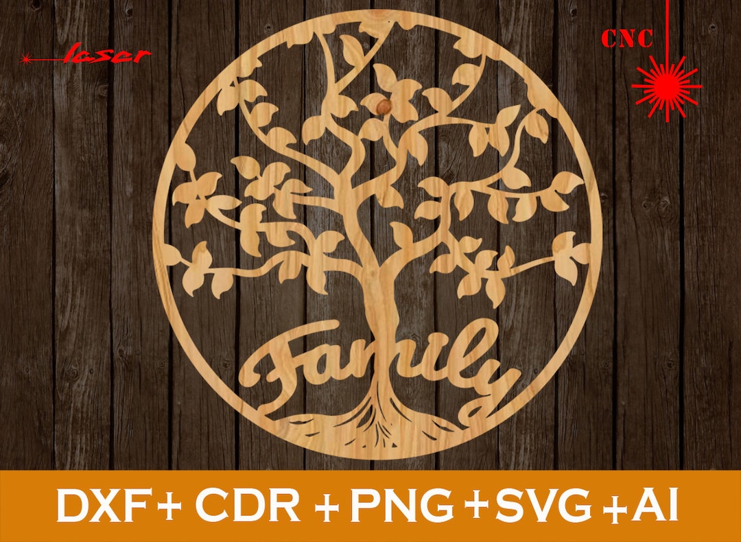 Family Tree Laser Cut File, Laser Cut Pano Tree Lasercut DXF, Family ...