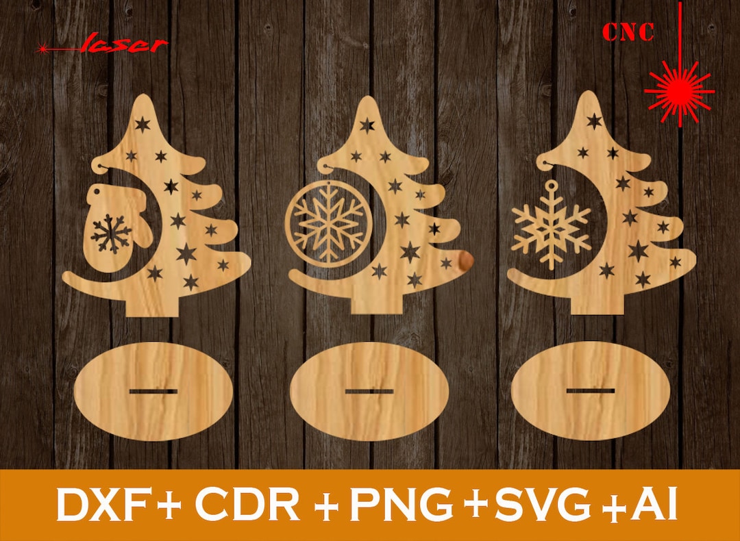 Christmas Ornament Svg, Set of 3 Christmas Tree Decoration File Cnc ...