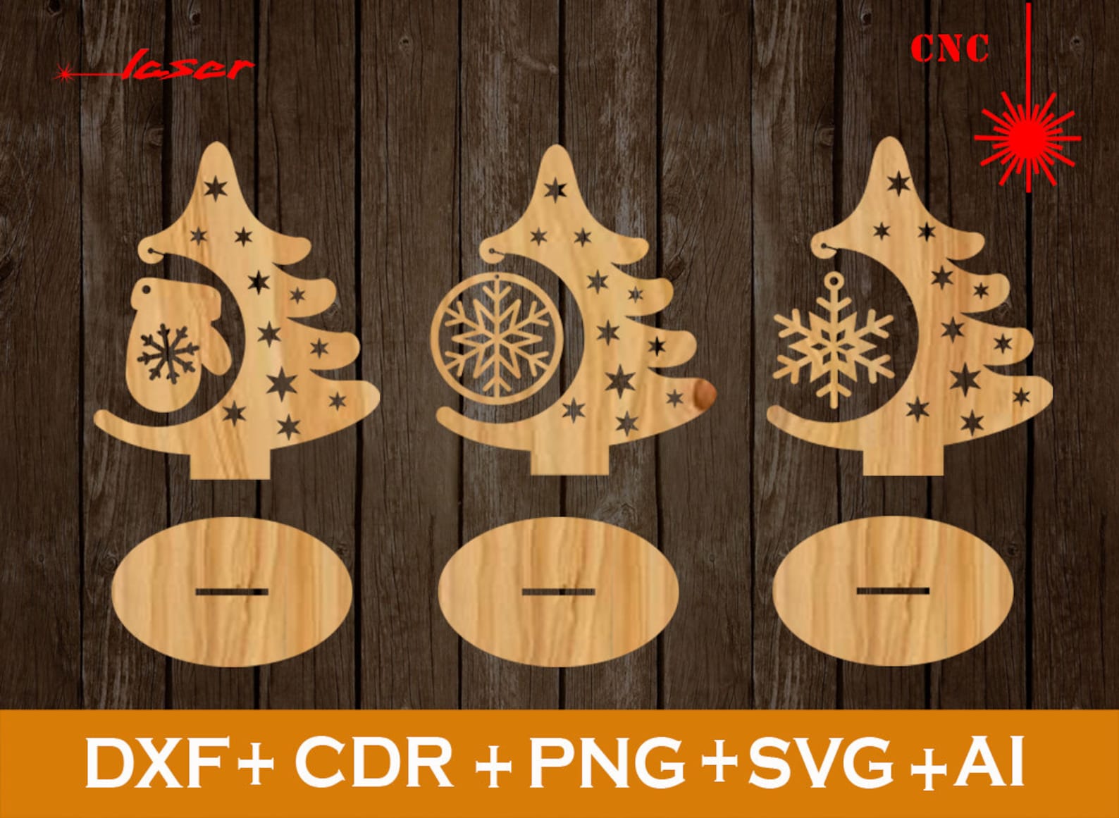 Christmas Ornament Svg, Set of 3 Christmas Tree Decoration File Cnc ...