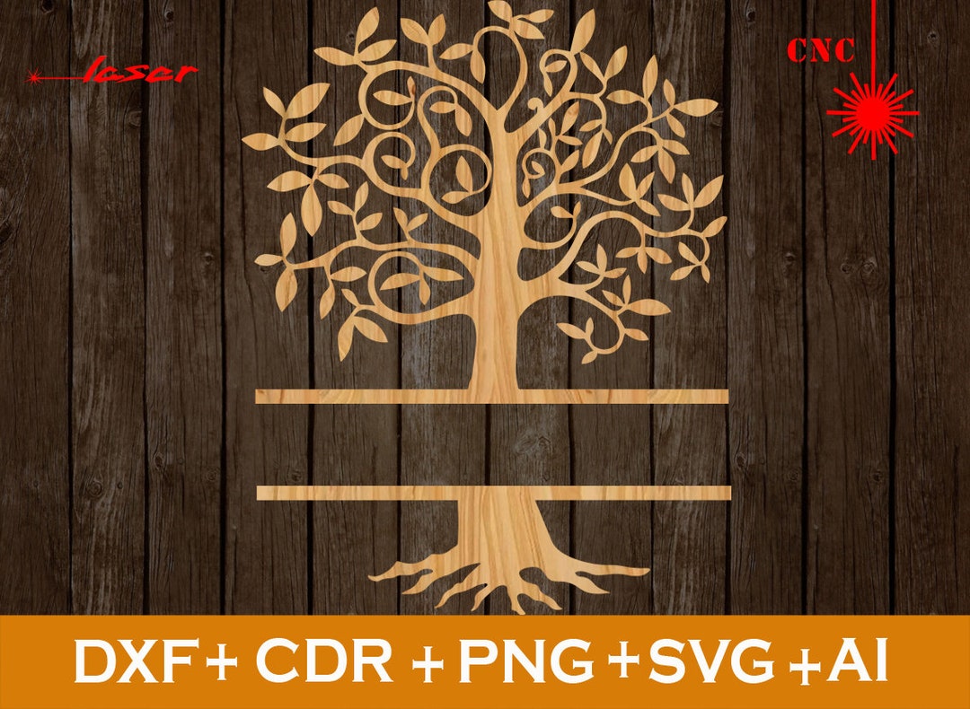 Olive Tree Svg, Laser Cut Pano Tree Lasercut DXF, Split Tree Plotter ...