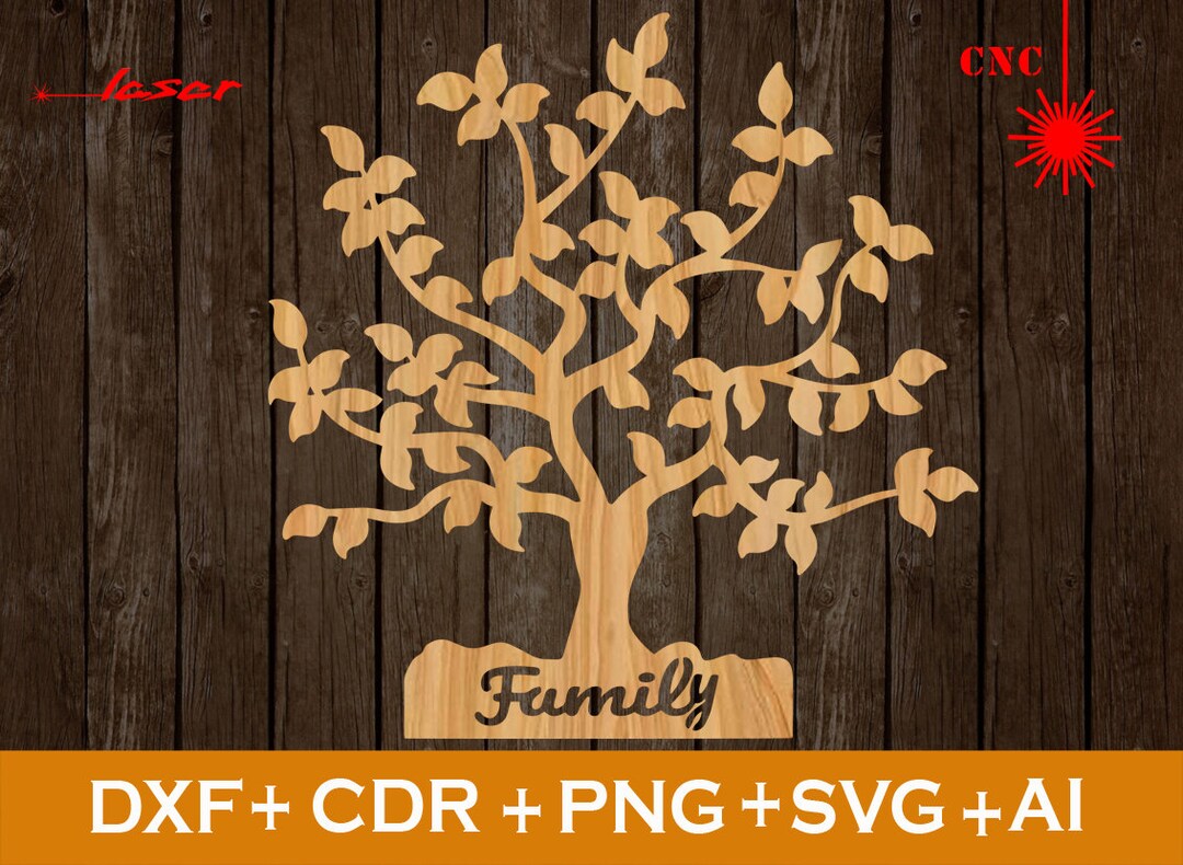 Family Tree Wall Hanging, Laser Cut Pano Tree Lasercut DXF, Home Decor ...