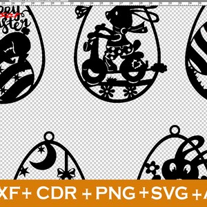 Set of 8 Easter Laser Cut Svg File CNC, Bunny Easter Svg, Easter SVG ...