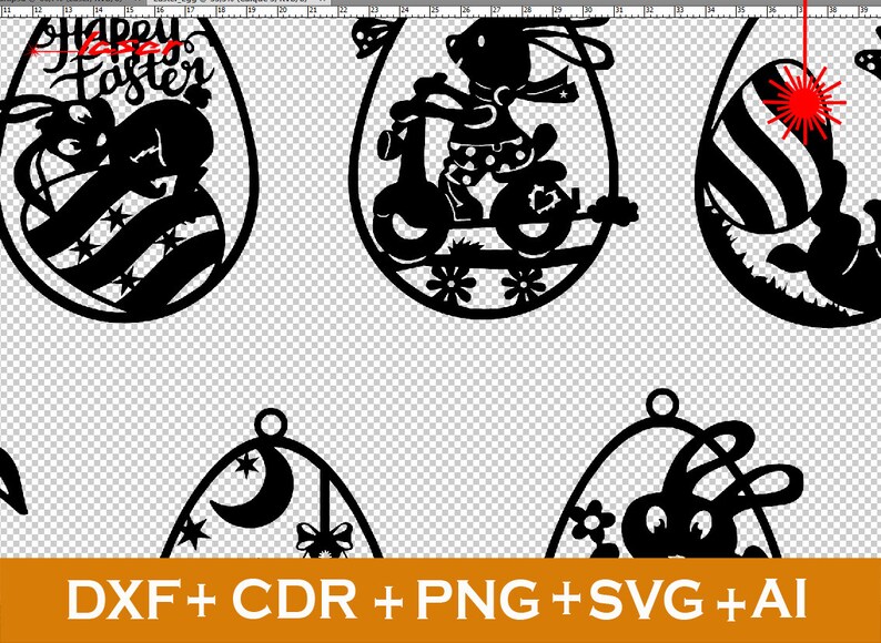 Set of 8 Easter Laser Cut Svg File CNC Bunny Easter Svg - Etsy