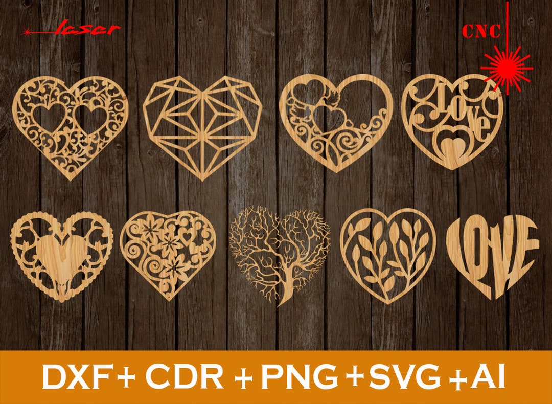 Heart Svg, Valentine Svg, Love Svg, Set of 9 Heart Svg, Vector Cnc File ...