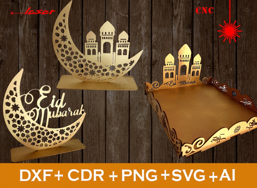 Eid Mubarak SVG, Eid Mubarak Sign, Eid Mubarak Stand, Set of 3 Eid ...