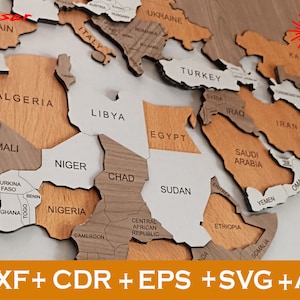 Layered World Map 3D Laser Cut, Multilayered World Map File, File, 3d ...
