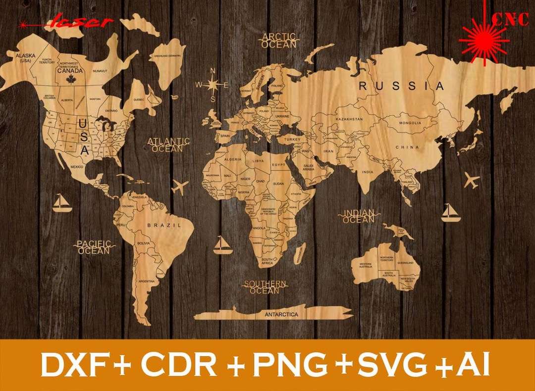 World Map SVG, World Map Laser, Map of the World With Countries, Map of ...