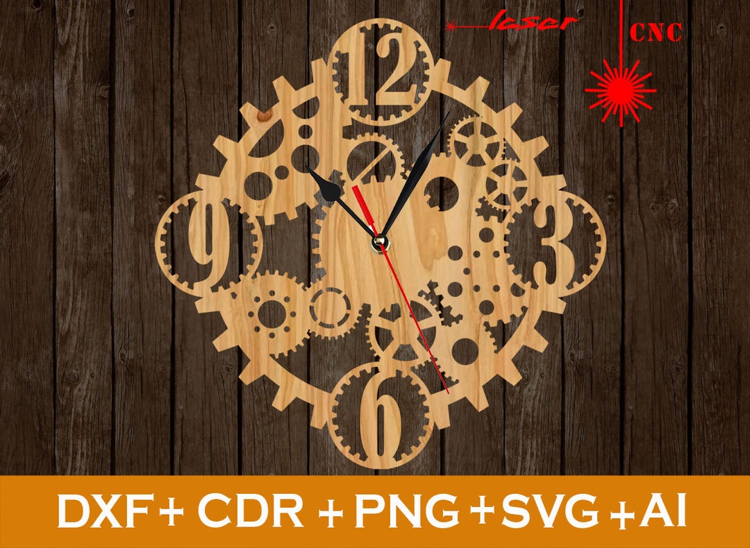 Laser Cut Clock, Wooden Clock on the Wall, Laser Cut Vector Wall Clok ...