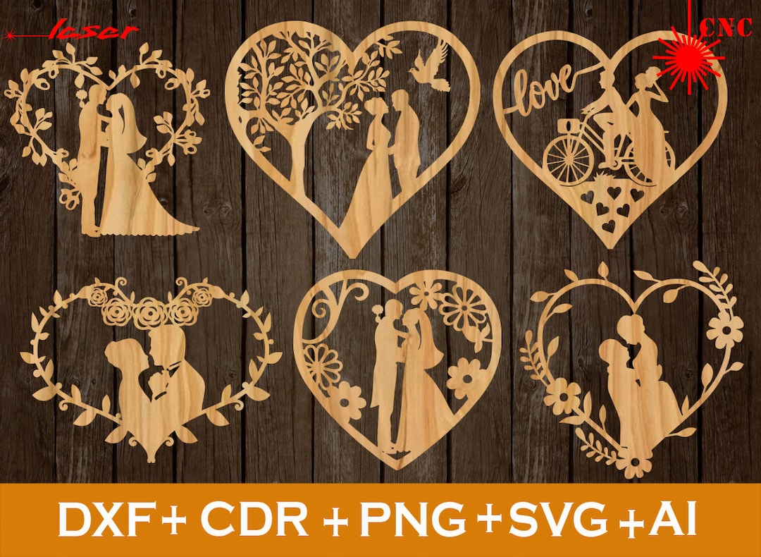 Set of 6 Amazing Wedding Heart SVG, Wedding Heart Sign, Wedding SVG ...