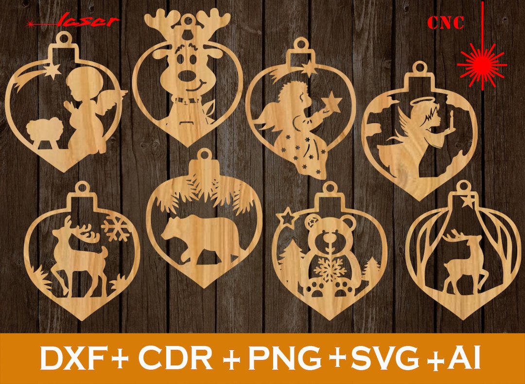 Amazing Christmas Ornament Svg, Set of 8 Christmas Decoration File Cnc ...