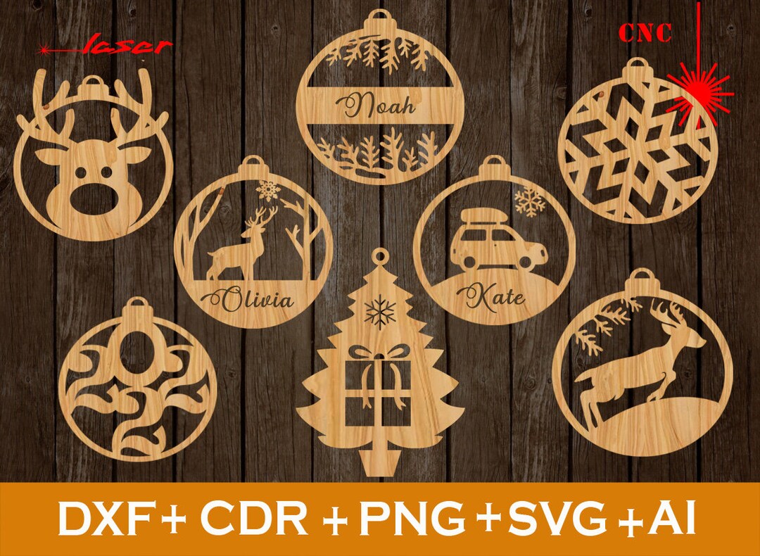 Christmas Ornament Svg Set of 8 Christmas Decoration File - Etsy