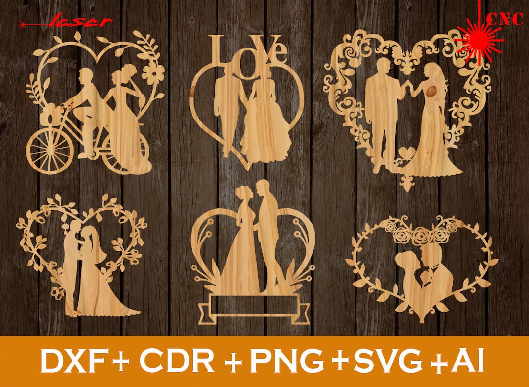 Wedding Signs SVG, Set of 6 Wedding Heart SVG, Wedding Heart Sign ...