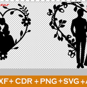 Set of 6 Wedding Heart SVG, Wedding Heart Sign, Wedding SVG, Wedding ...