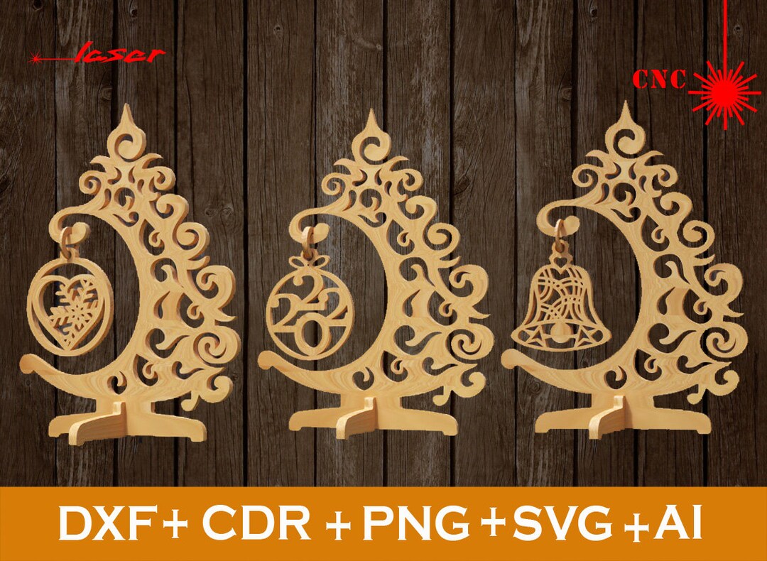 Christmas Ornament Svg, Set of 3 Christmas Tree Decoration File Cnc ...