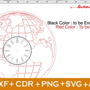 Laser Cut Clock Wooden Clock on the Wall Earth Clock, Laser Cut Vector ...