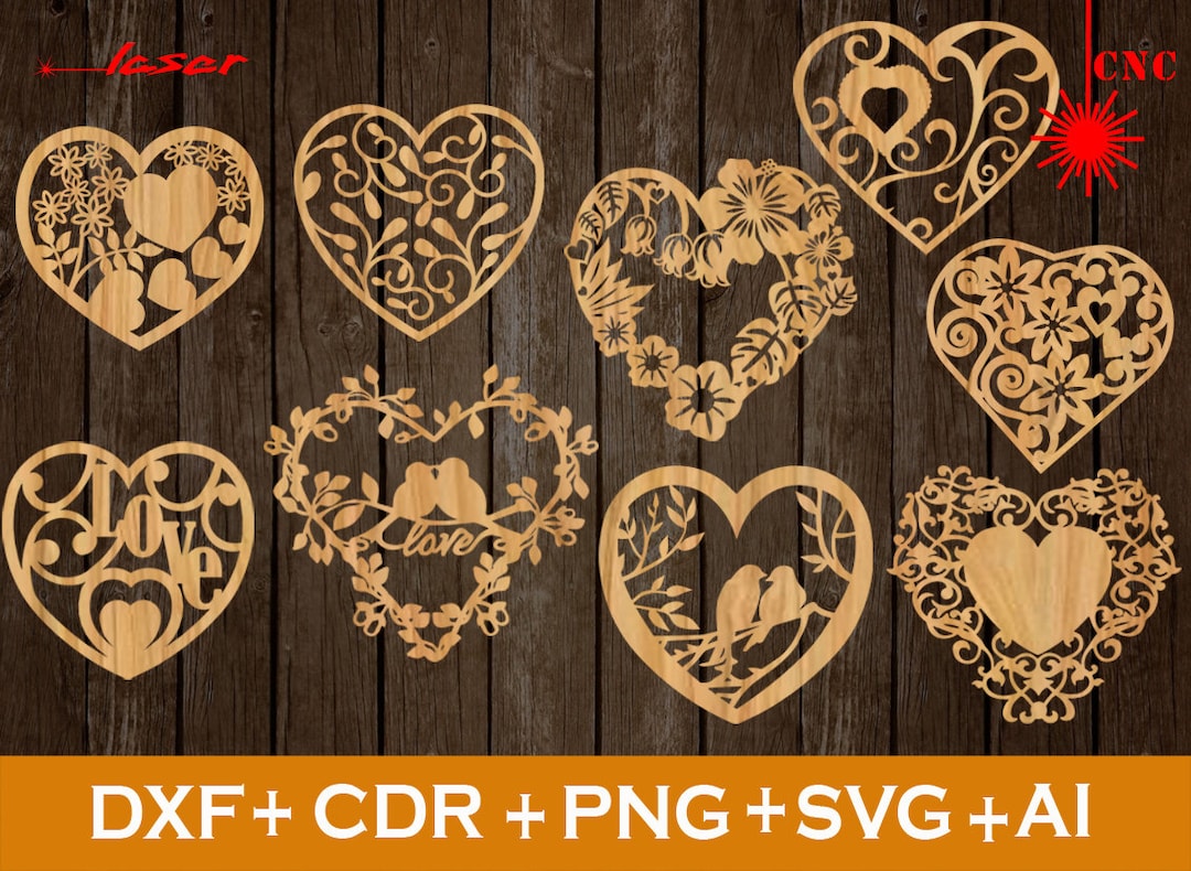Set De 9 Coeur Svg, Heart Svg, Valentine Svg, Love Svg, Hearts DXF File ...
