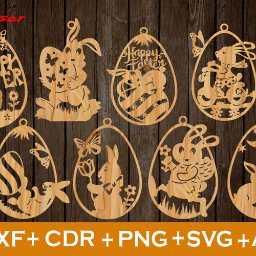 Bunny Easter Svg Set of 8 Easter Laser Cut Svg File CNC - Etsy