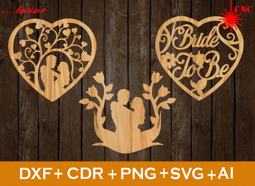 Set of 3 Amazing Wedding Heart SVG, Wedding Heart Sign, Wedding SVG ...