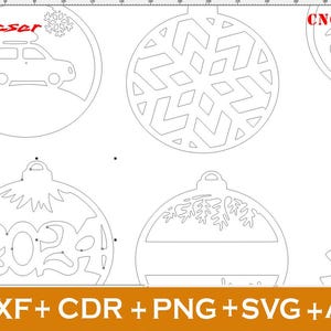 Christmas Ornament Svg, Set of 8 Christmas Decoration File CNC ...